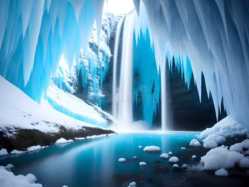 Beautiful Blue Ice Cave Background , AI Generated Stock Illustration ...