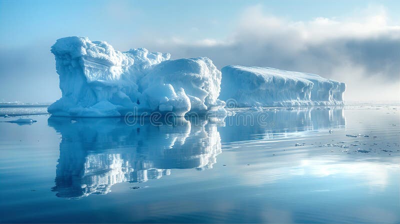 Beautiful Blue Iceberg in Calm Arctic Water Stock Illustration ...