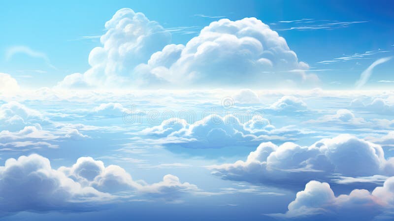 Beautiful Blue Inspired Wallpaper Artwork with Clouds in the Sky Stock ...