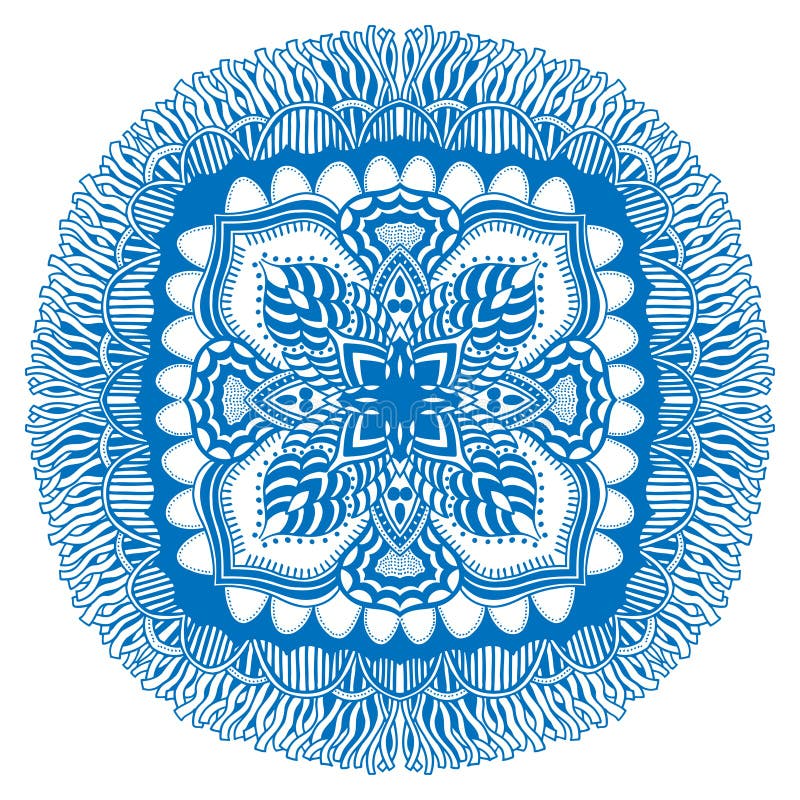 Beautiful blue mandala. stock vector. Illustration of frame - 75131292