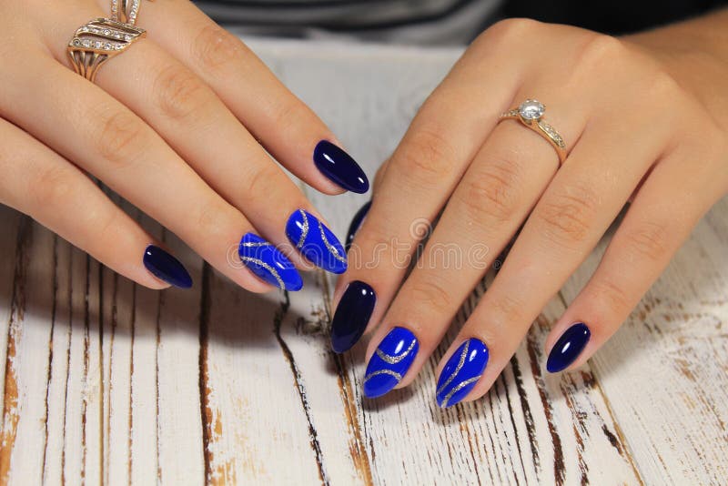 Beautiful blue manicure stock image. Image of peacock - 122939303