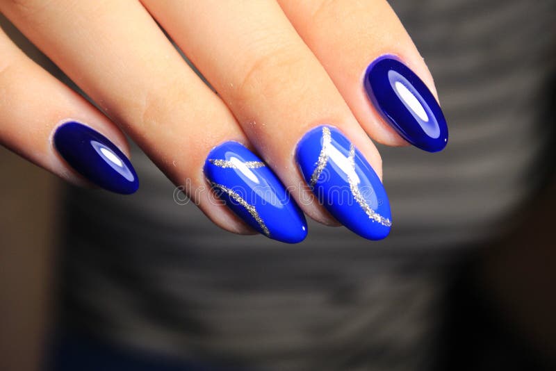 Beautiful blue manicure stock photo. Image of treatment - 122939308