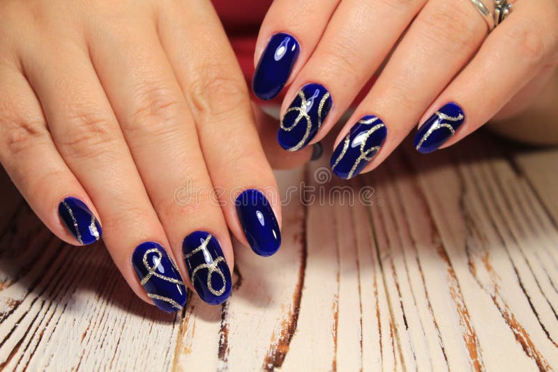 Beautiful blue manicure stock image. Image of polish - 122939335