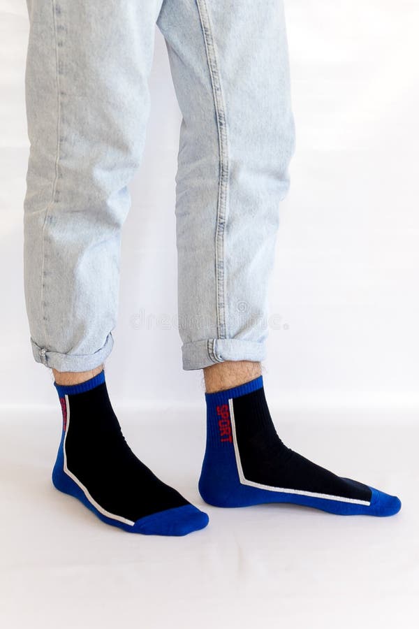 Beautiful Blue Men S Socks on a White Background Stock Photo - Image of ...