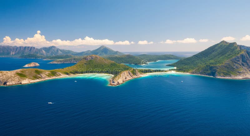 Beautiful Blue Ocean with a Mountain Range in the Background Stock ...