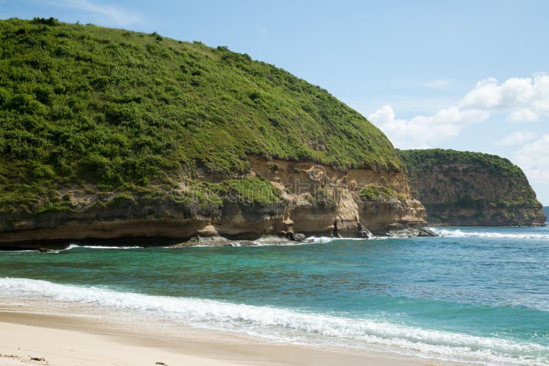 Beautiful Blue Ocean with White Sand Beach. Stock Image - Image of ...