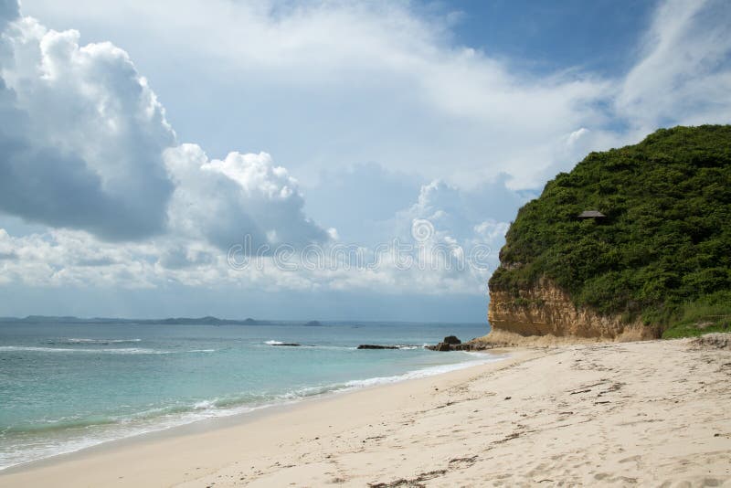 Beautiful Blue Ocean with White Sand Beach. Stock Image - Image of sand ...