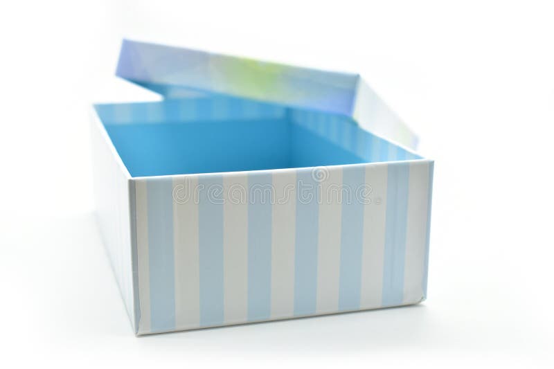 Beautiful Blue Paper Box on White Background, Package for Design Stock ...