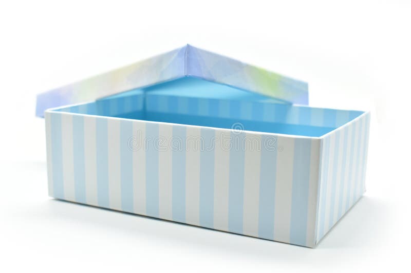 Beautiful Blue Paper Box on White Background, Package for Design Stock ...