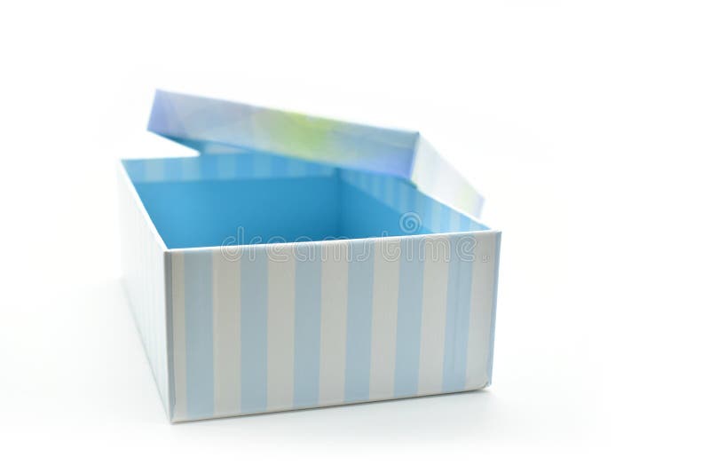 Beautiful Blue Paper Box on White Background, Package for Design Stock ...