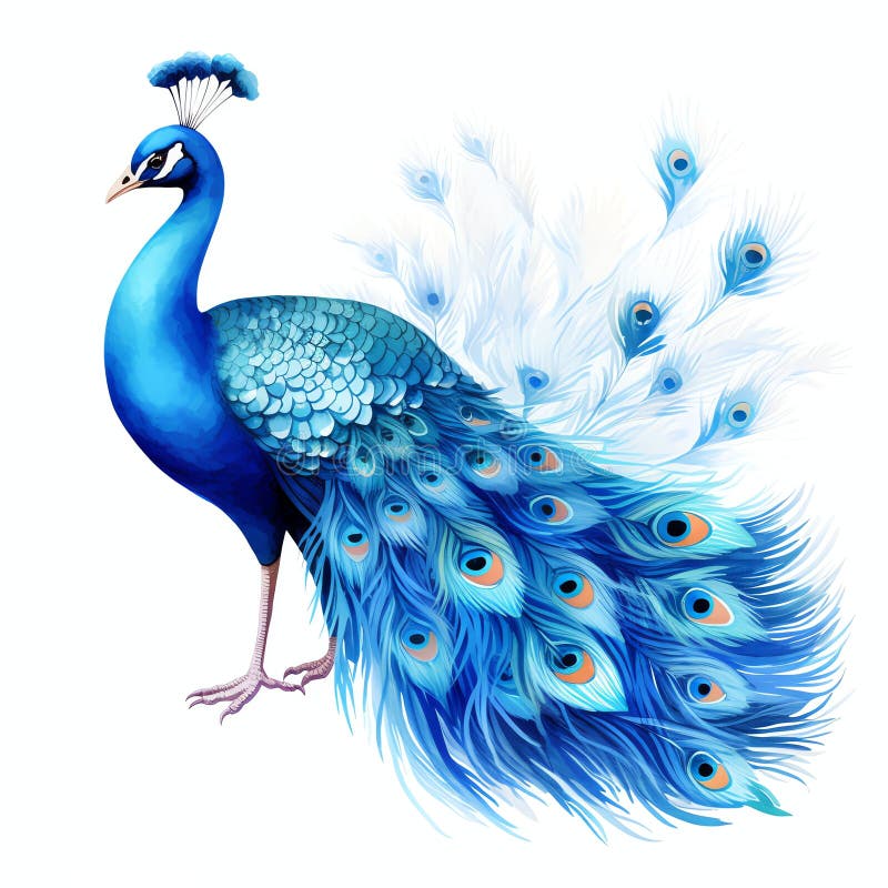 Beautiful Blue Peacocks Feather Clipart Illustration Stock Illustration