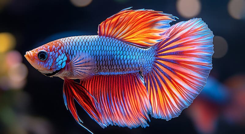 A Beautiful Blue and Red Fish with a Long Tail Stock Photo - Image of ...