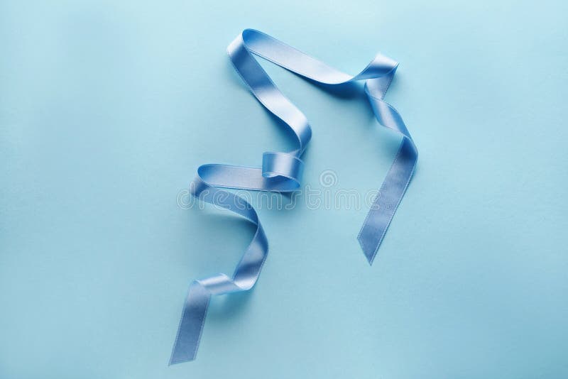 Beautiful Blue Ribbon on Color Background Stock Photo - Image of ...