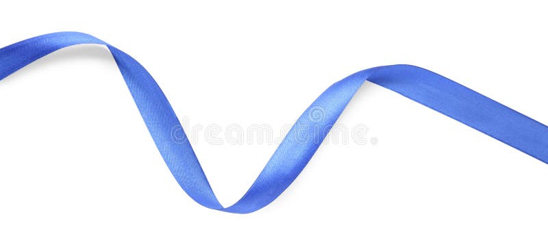 Beautiful Blue Ribbon Isolated on White, Top View Stock Photo - Image ...