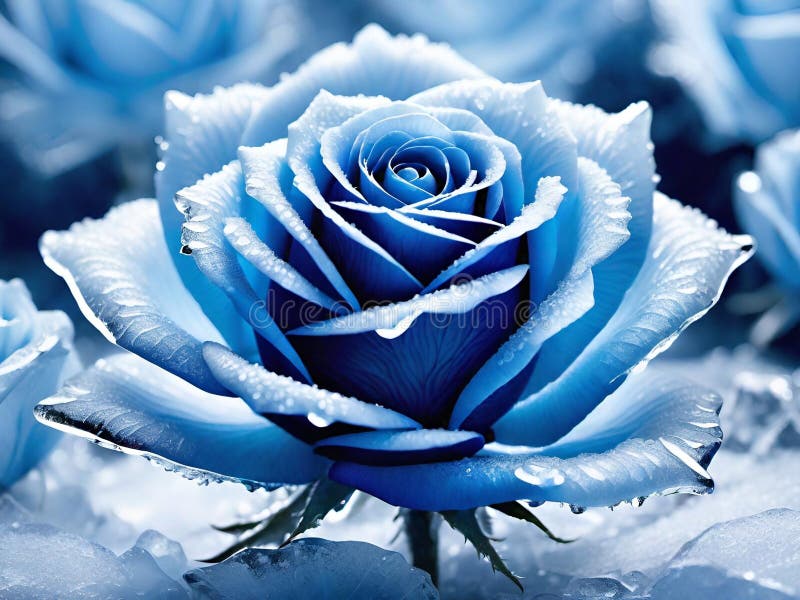 Beautiful Blue Roses on the Background of the Winter Stock Illustration ...
