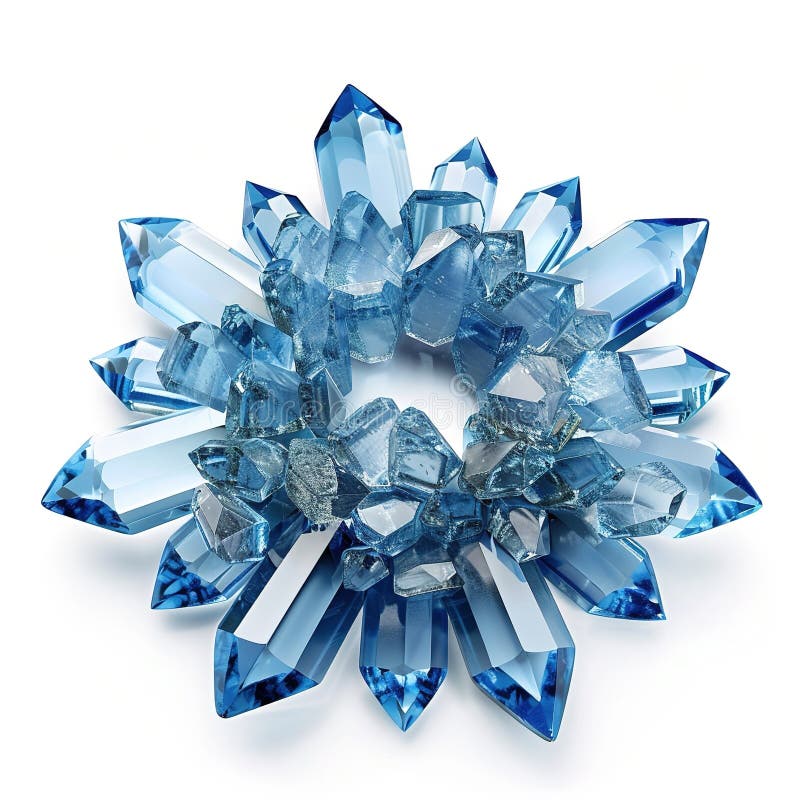Beautiful Blue Rosette of Crystals Isolated on White Background Stock ...
