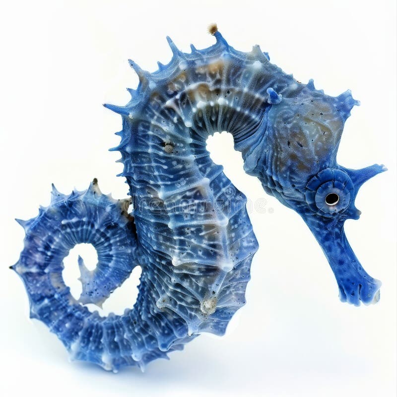 A Beautiful Blue Seahorse with Delicate Features, Isolated on White ...