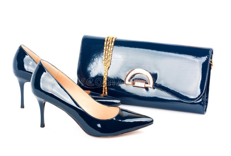 Beautiful Blue Classic Women Shoes Isolated Stock Image - Image of ...