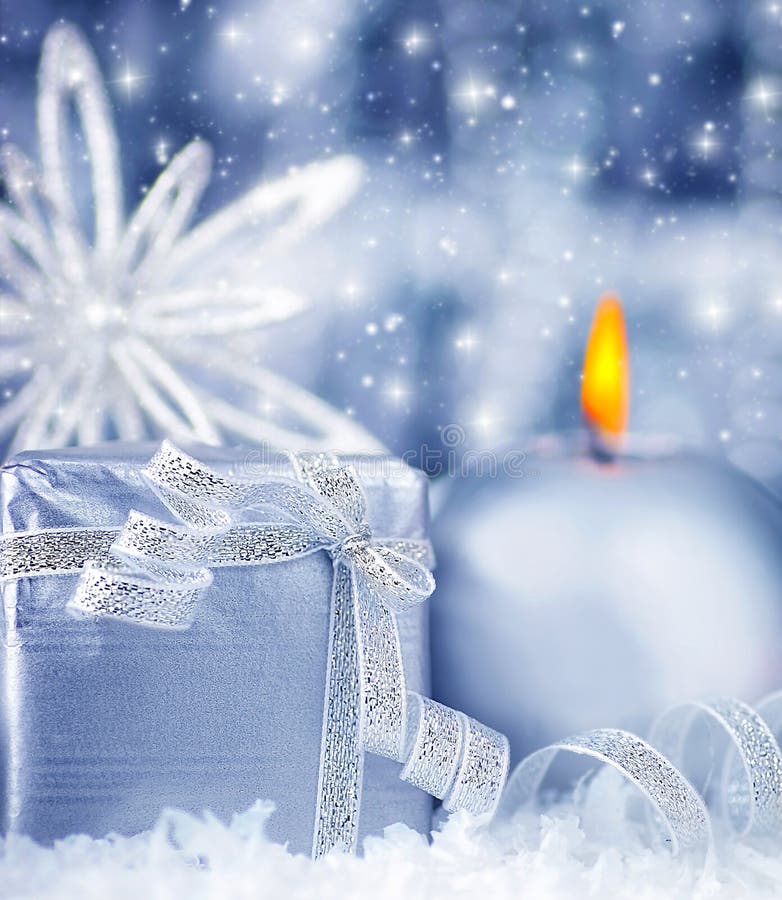 Beautiful blue silver gift stock photo. Image of holiday - 22288780