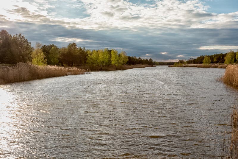 Beautiful Blue Skies on a Spring Day Along the River of Illinois Stock ...