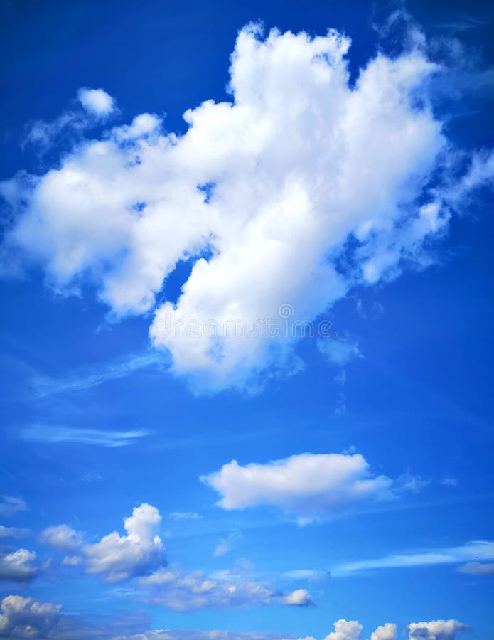Beautiful Blue Sky Background with White Fluffy Clouds. Weightlessness ...
