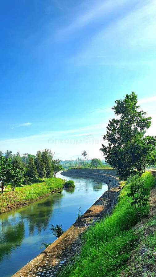 Beautiful Blue Sky and Bend River Stock Photo - Image of beautiful ...