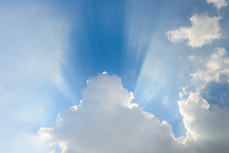 Beautiful Blue Sky and Clouds. Sun Rays Stock Photo - Image of rays ...