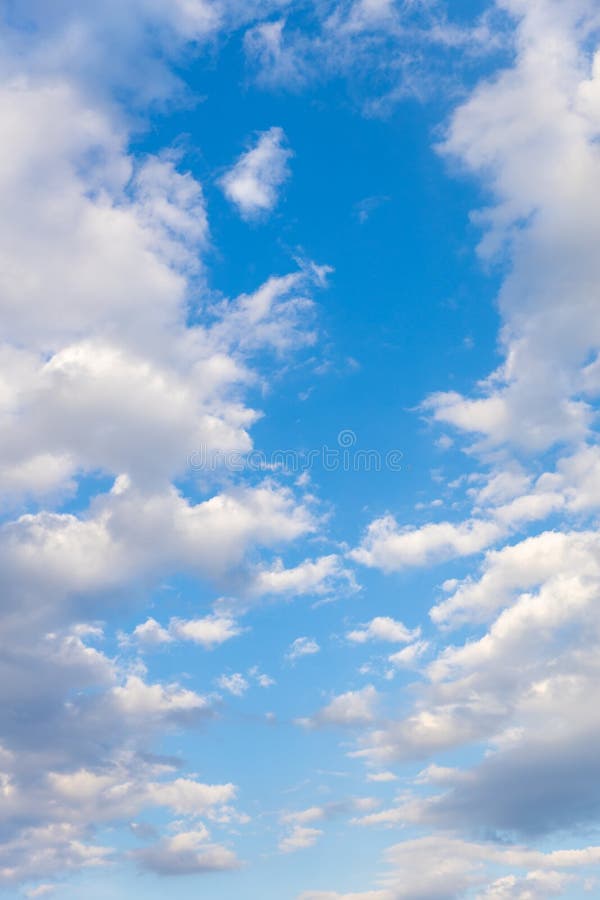 Beautiful Blue Sky with Clouds. Vertical Frame Stock Image - Image of fluffy, cloudscape: 258397023