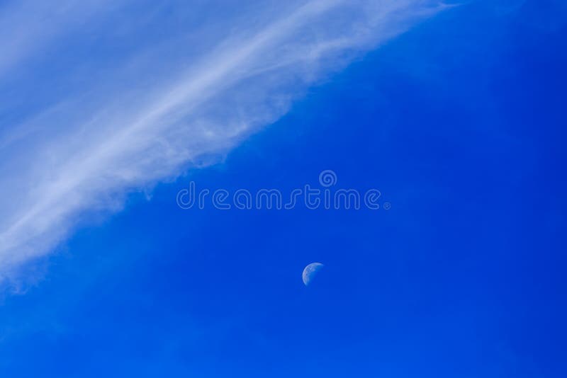 Beautiful Blue Sky with the Moon and White Cloud, Concept for Ba Stock ...