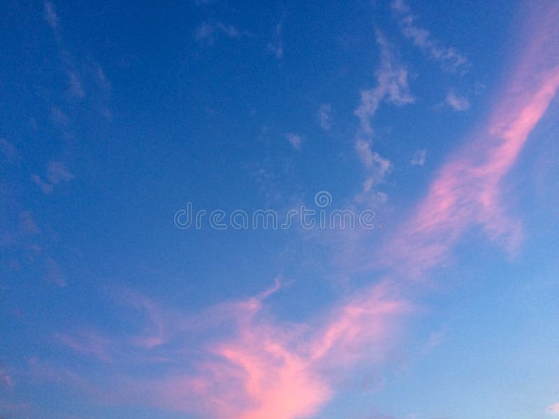 Beautiful Blue Sky with Pink Clouds Stock Photo - Image of summer ...