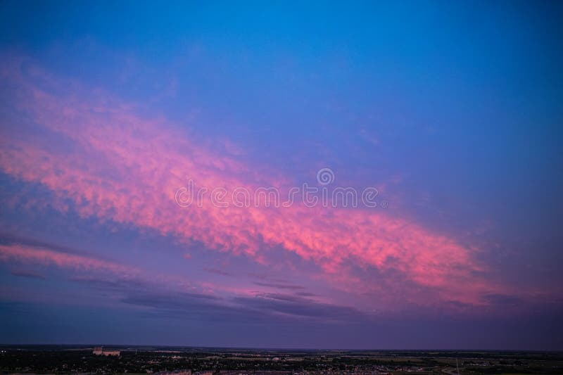 Beautiful Blue Sky with Pink Clouds Stock Photo - Image of light ...