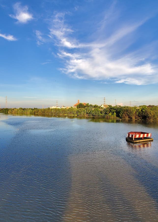 Beautiful Blue Sky Reflection on the River Stock Image - Image of ...