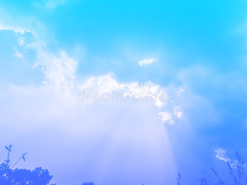 Beautiful Blue Sky with Sun Rays Stock Photo - Image of sunshine, blue ...