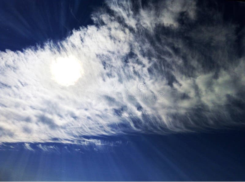 Beautiful Blue Sky with Sun and Sunshine during Nice Stock Photo ...