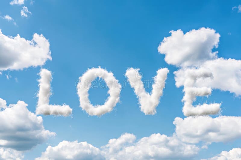 Beautiful Blue Sky in Sunny Day with Inscription Text Love Stock Image ...