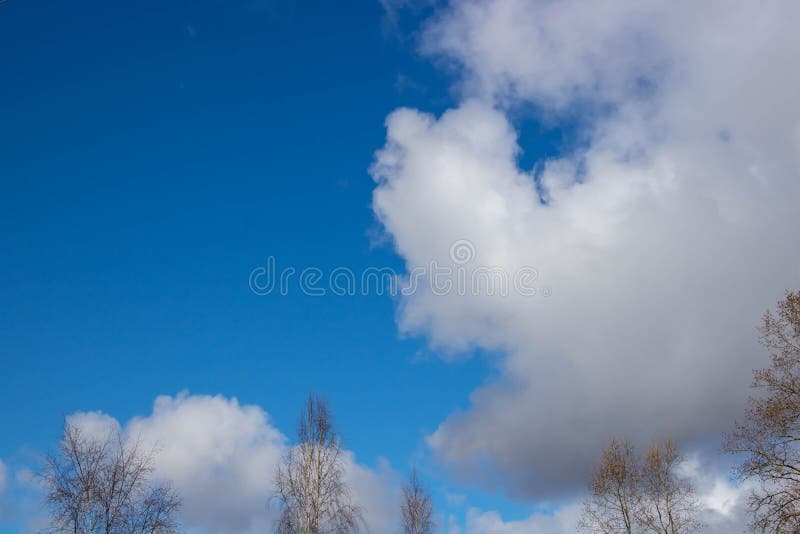 Beautiful Blue Sky with White Clouds. Spring Weather Stock Image ...
