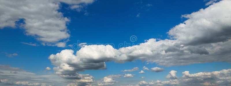 Beautiful Blue Sky with White Fluffy Clouds. Banner Design Stock Photo ...