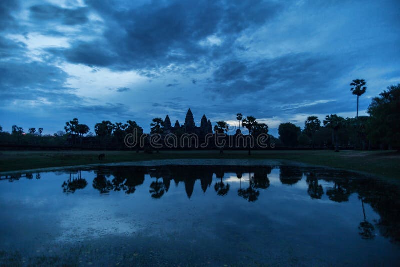 Beautiful Blue Sunrise at Angkor Wat Temple Stock Image - Image of ...