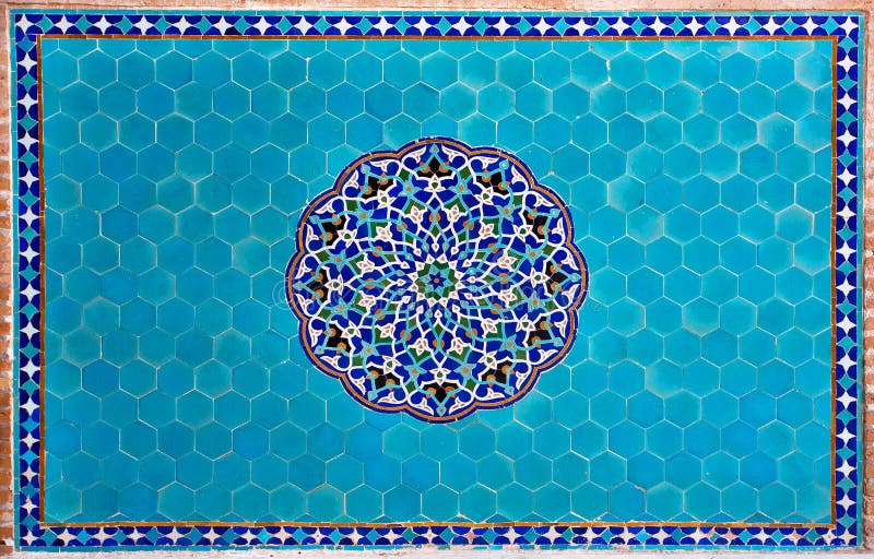 Beautiful Blue Tiled Wall with Patterns of Middle East in the Historic ...