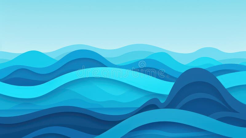 Beautiful Blue Vector Background with Natural Water Ocean Waves Stock ...