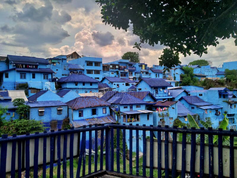 Beautiful Blue Village in Malang Indonesia Stock Image - Image of ...