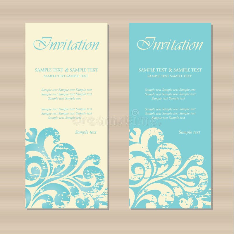 Beautiful Blue Vintage Invitation Cards Stock Vector - Illustration of ...