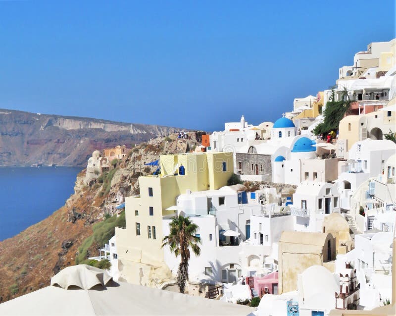 Beautiful Blue and White Architecture in Santorini, Greece Stock Photo ...