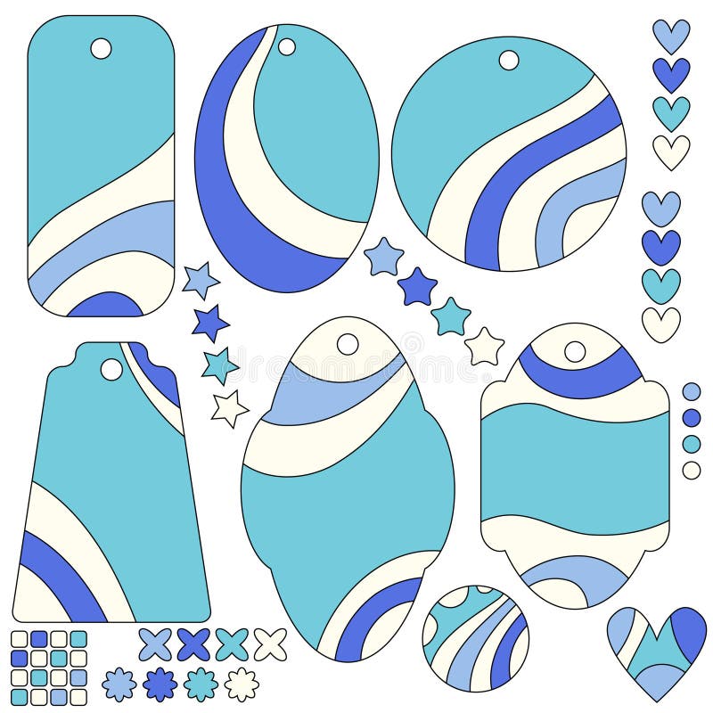 Beautiful Blue and White Tags or Label Collection Stock Illustration ...