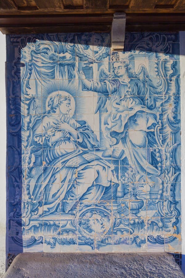 A Beautiful Blue and White Tile Panel Depicting the Annunciation ...