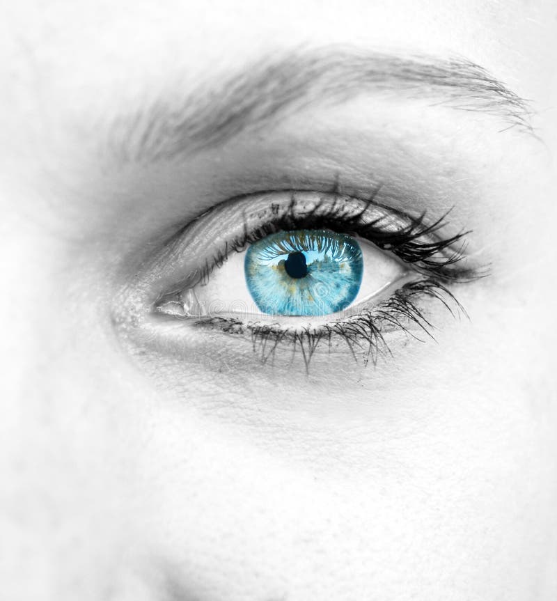 Beautiful Blue Human Eye with Bright Sky - Spiritual Concept Stock ...