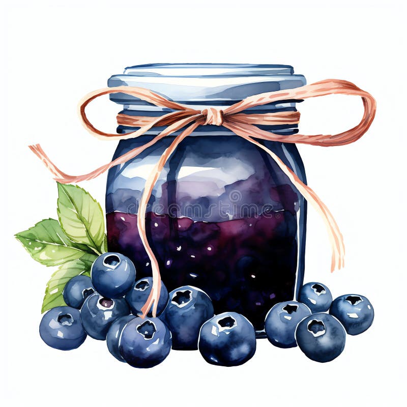 Beautiful Blueberry Jam Jar Clipart Illustration Stock Illustration ...