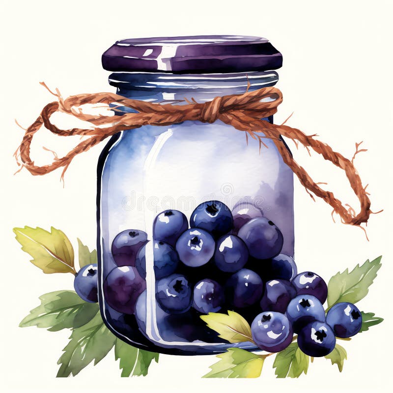 Beautiful Blueberry Jam Jar Clipart Illustration Stock Illustration ...