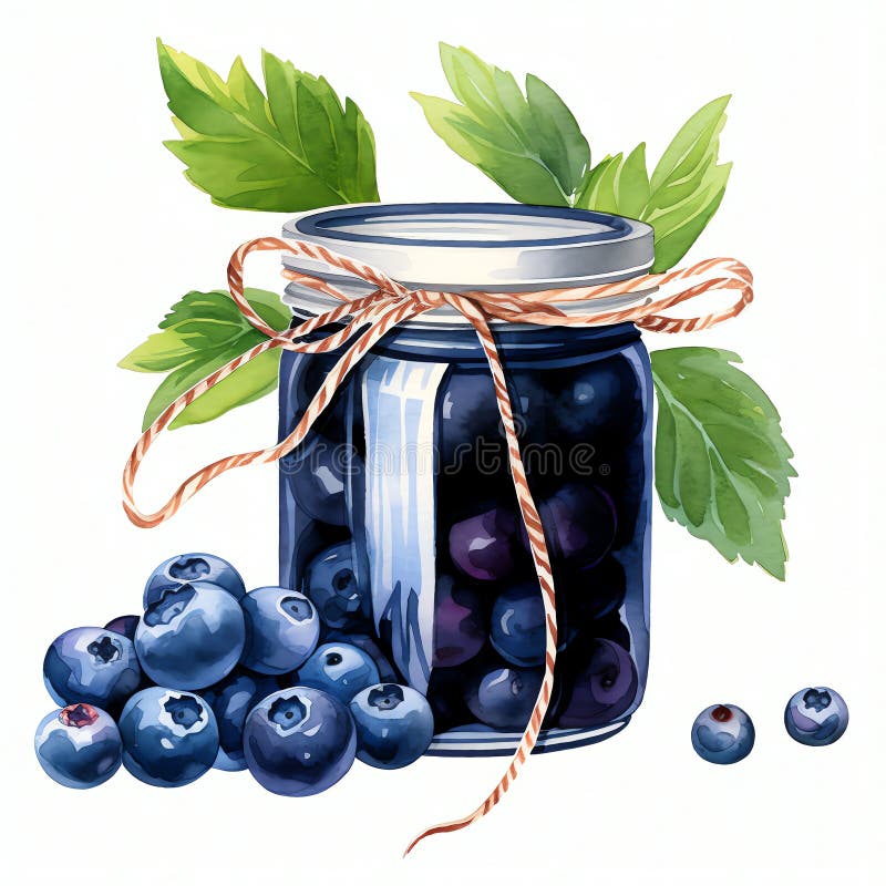 Beautiful Blueberry Jam Jar Clipart Illustration Stock Illustrations ...
