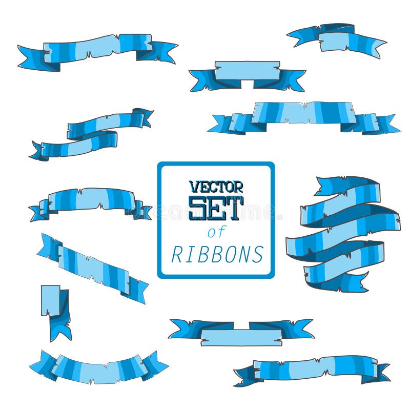 Beautiful Blueribbons Set for Design. Vector Stock Vector ...
